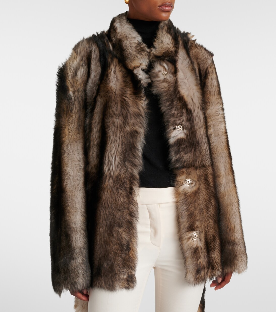 Elsa belted shearling coat in brown - Nour Hammour | Mytheresa