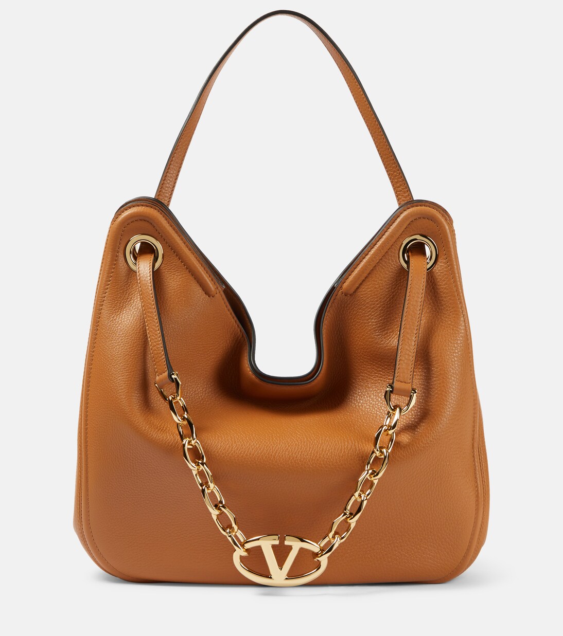 VLogo Gate leather tote bag in beige - Valentino Garavani | Mytheresa
