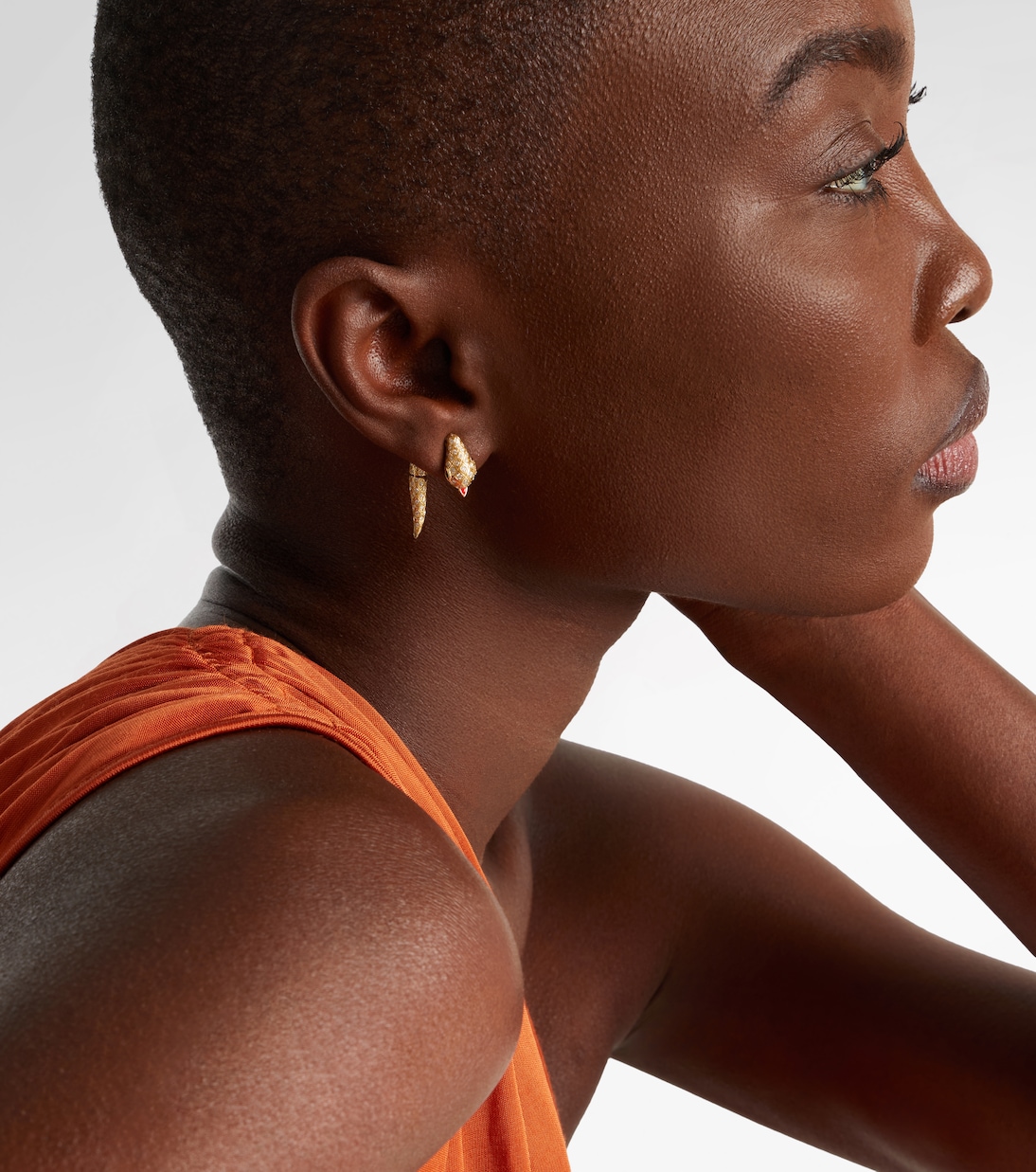 Python 9kt gold earrings with diamonds and spinels in gold - Yvonne ...