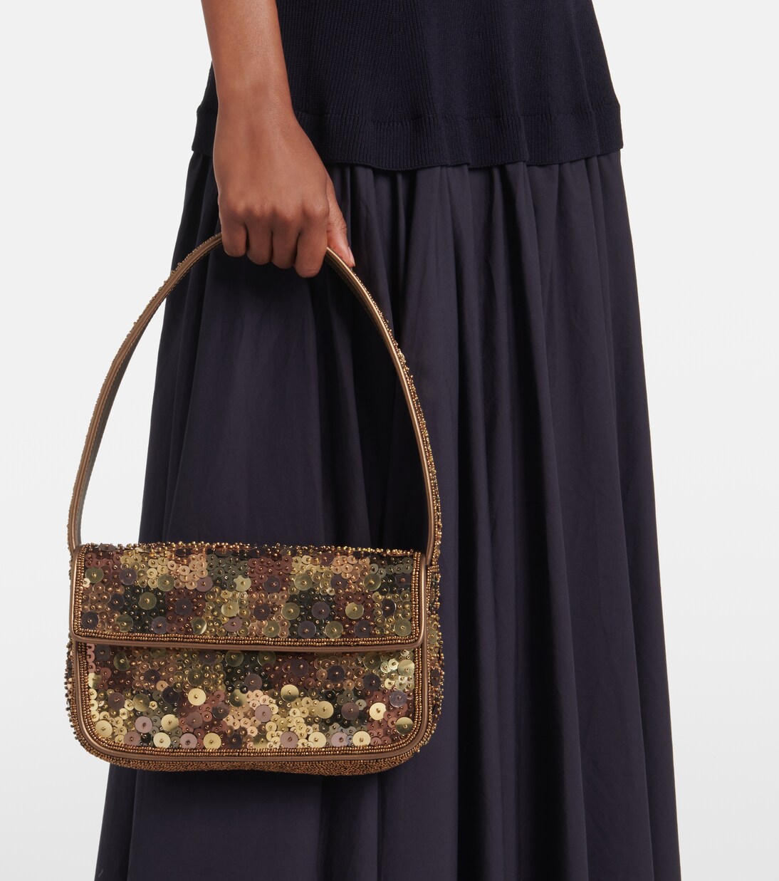 Bolso Tommy Small con lentejuelas en dorado - Staud | Mytheresa