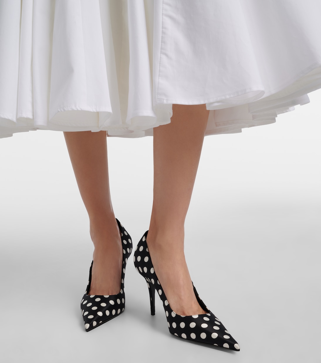 Barbara 90 polka-dot satin pumps in black - Amina Muaddi | Mytheresa