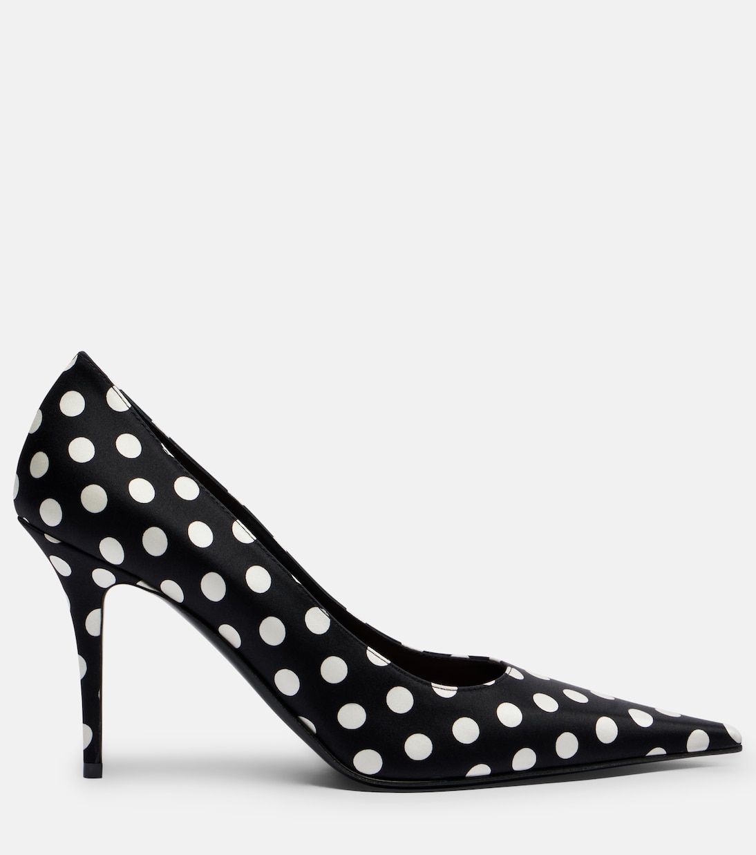 Barbara 90 polka-dot satin pumps in black - Amina Muaddi | Mytheresa