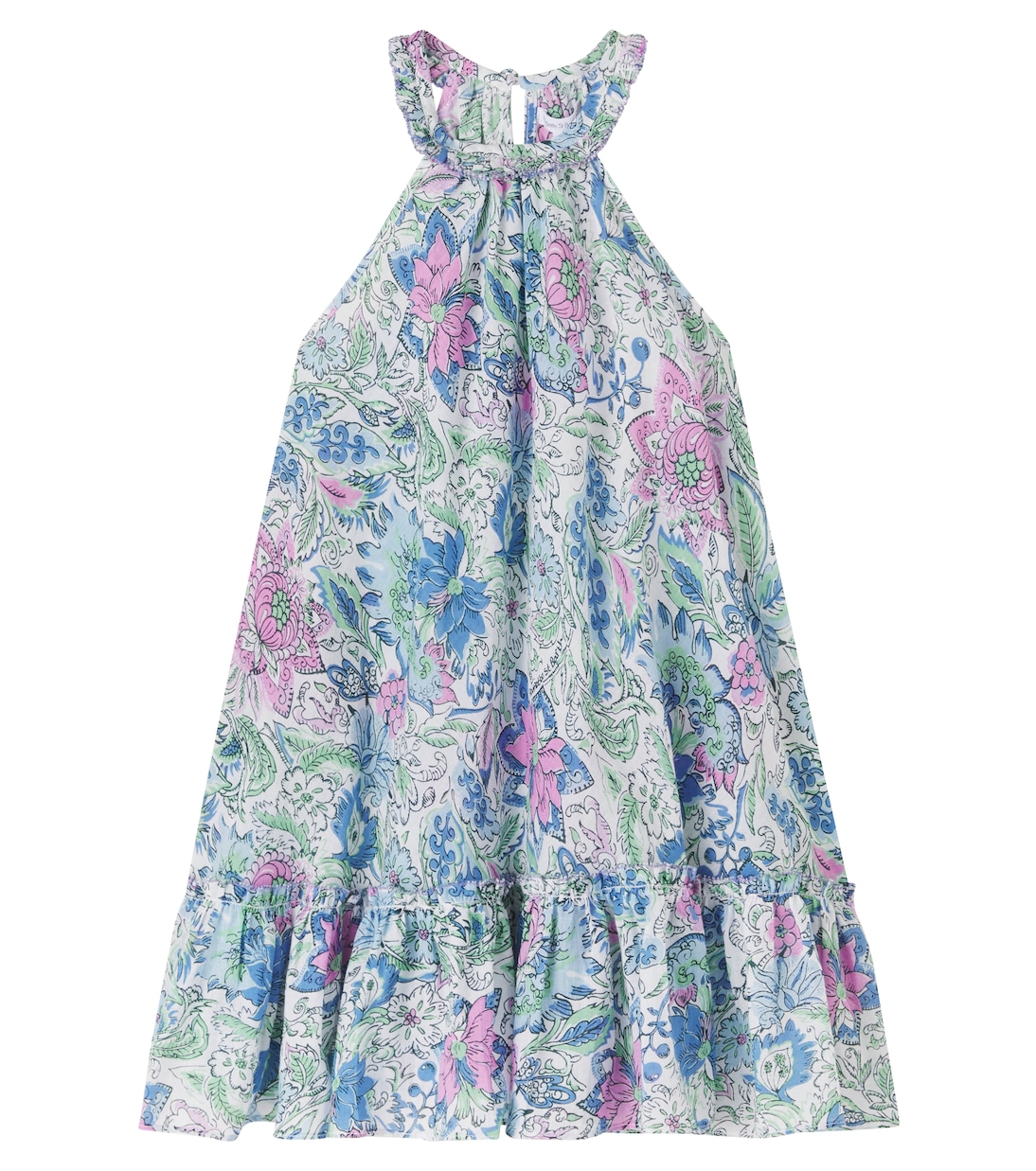 Cleo floral cotton muslin dress in blue - Poupette St Barth Kids ...