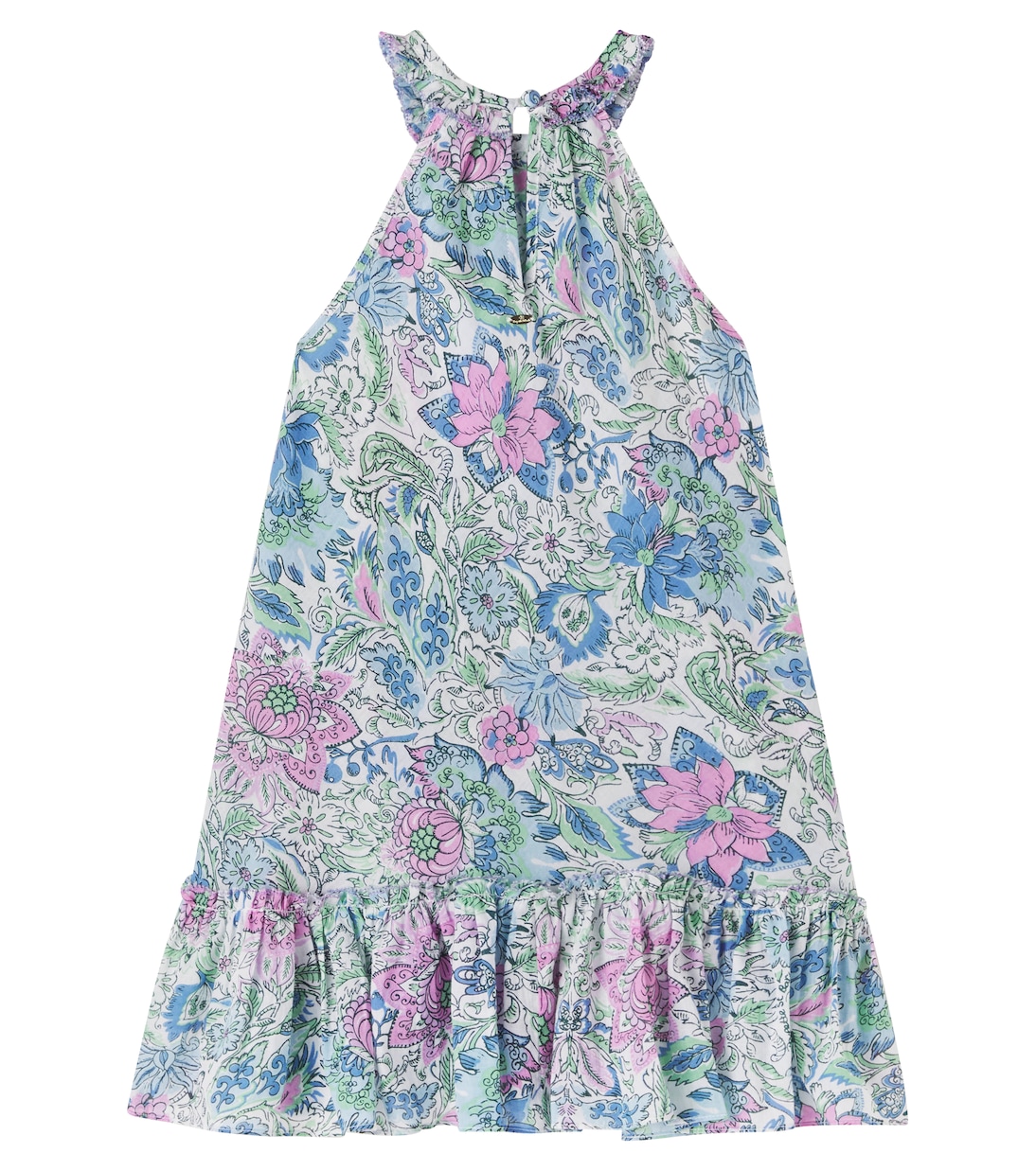 Cleo floral cotton muslin dress in blue - Poupette St Barth Kids ...