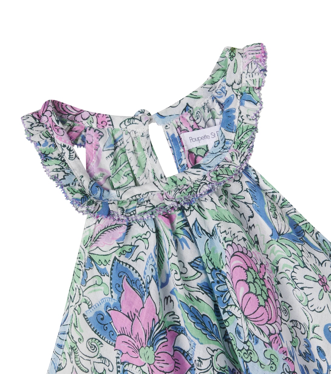 Cleo floral cotton muslin dress in blue - Poupette St Barth Kids ...