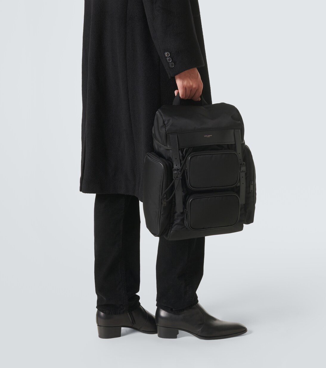 City leather-trimmed backpack in black - Saint Laurent | Mytheresa