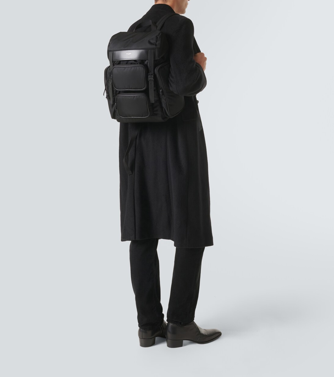 City leather-trimmed backpack in black - Saint Laurent | Mytheresa