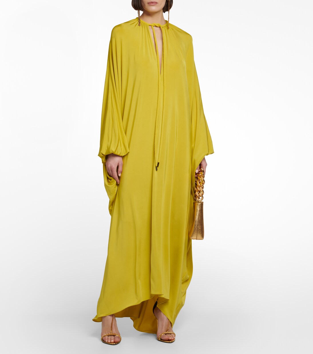 Draped satin gown in yellow - Tom Ford | Mytheresa