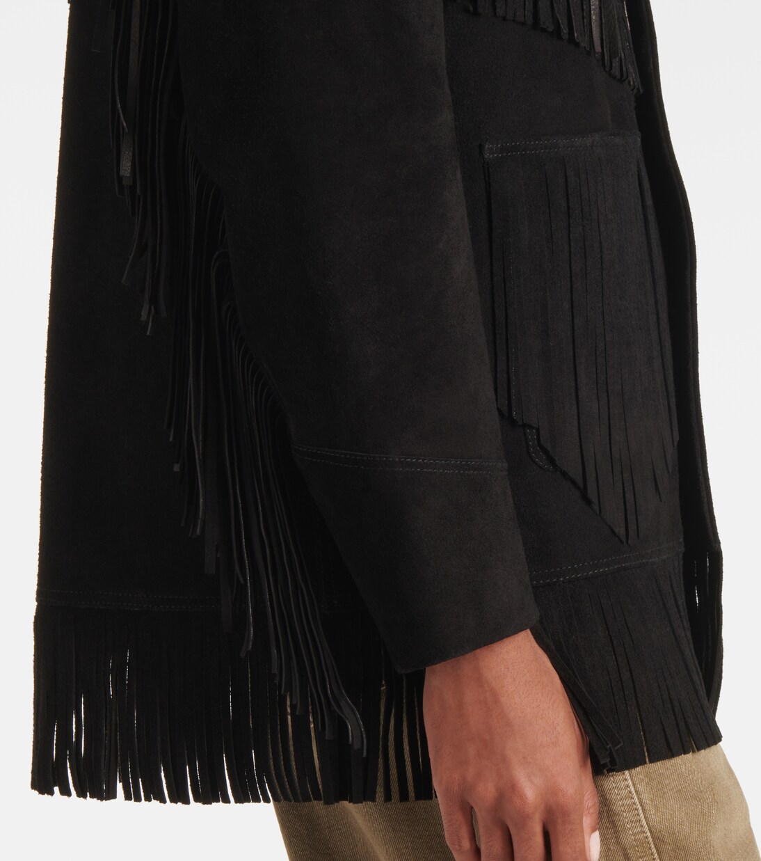 Fringed suede coat in black - Polo Ralph Lauren | Mytheresa