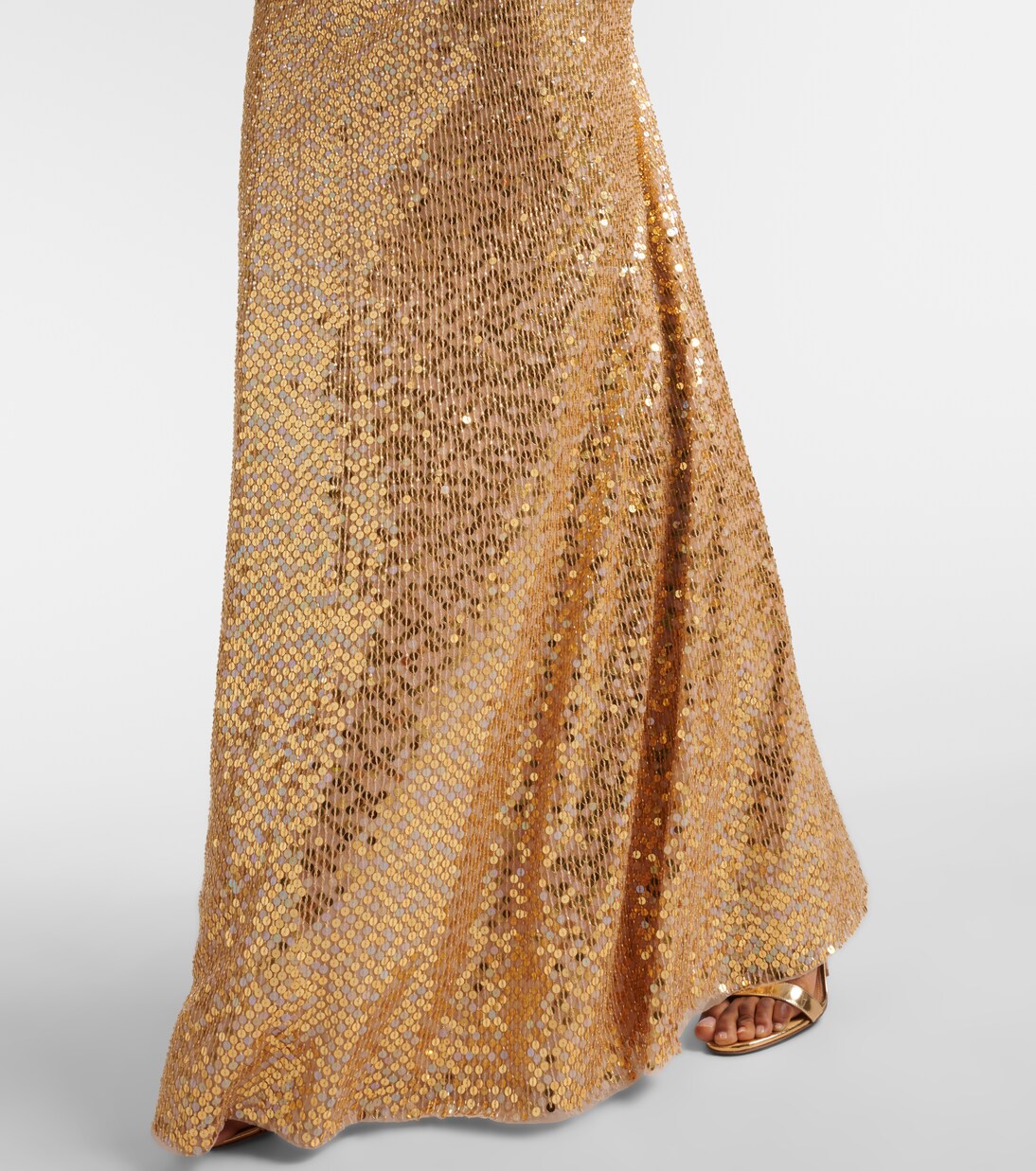 Cygnet sequined ruched gown in gold - Jenny Packham | Mytheresa