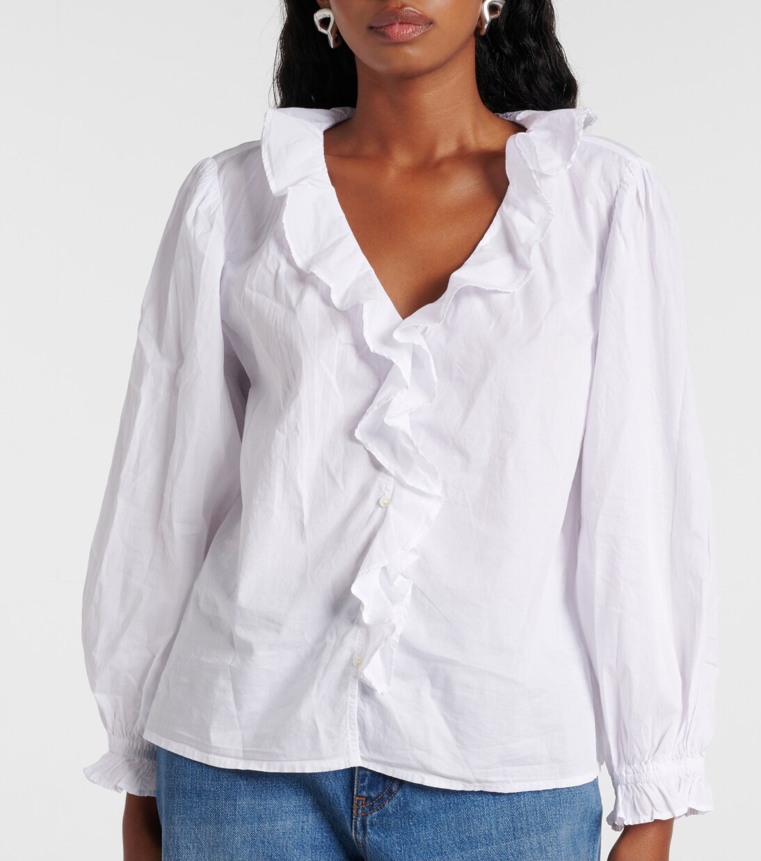 Cinthia ruffled cotton poplin blouse in white - Velvet | Mytheresa