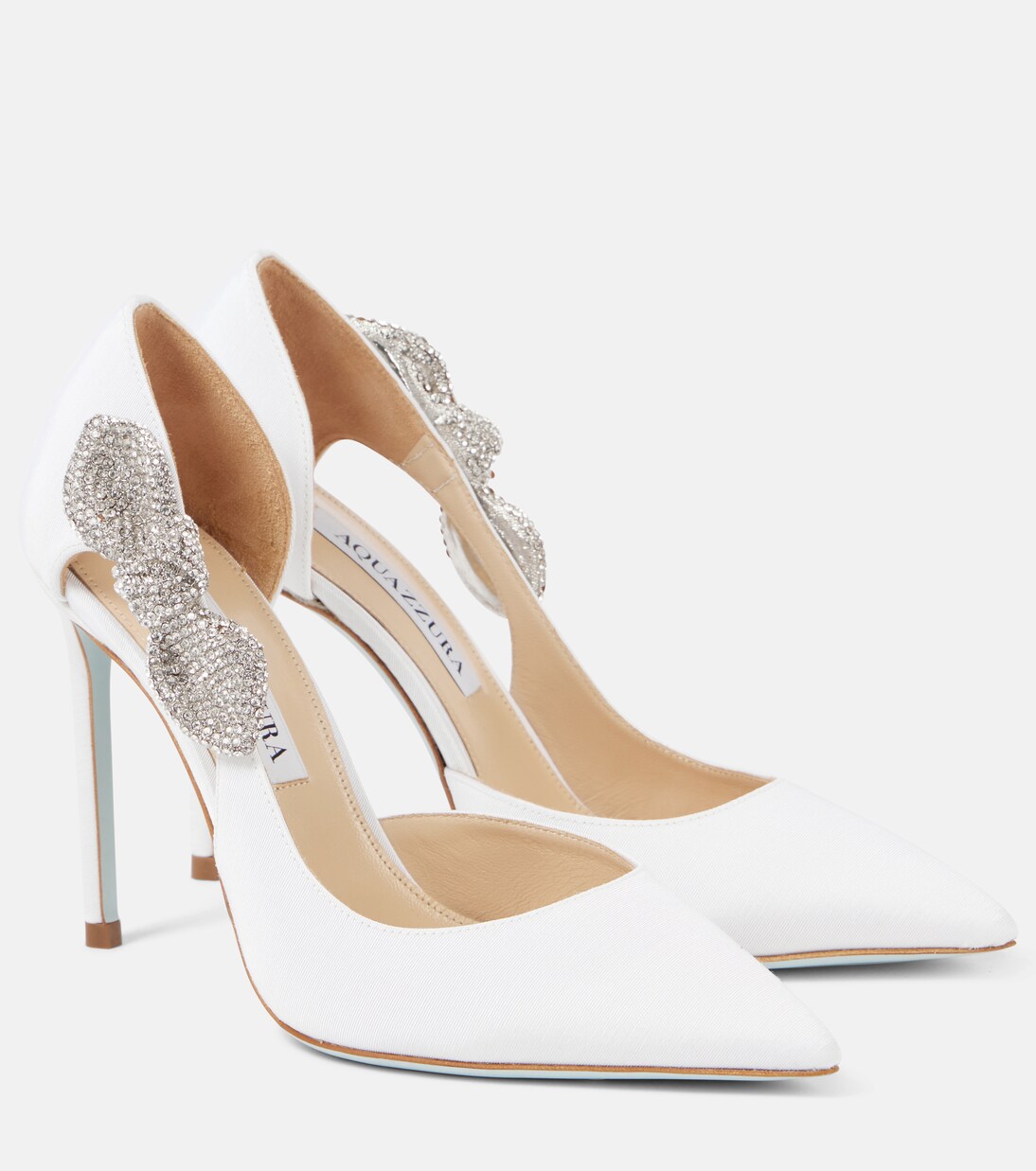 Very Bow Tie crystal-embellished pumps in white - Aquazzura | Mytheresa