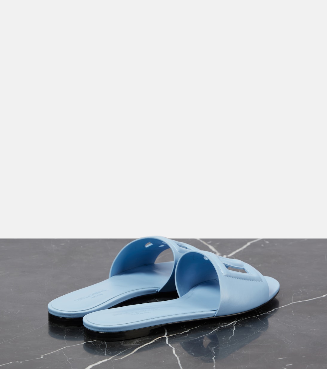 DG leather slides in blue - Dolce Gabbana | Mytheresa