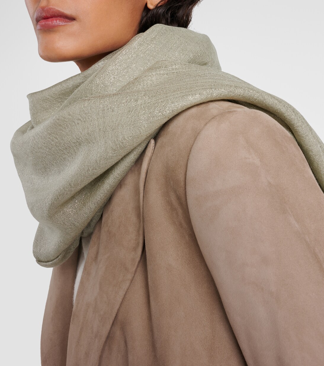 Cashmere and silk blend scarf in green Brunello Cucinelli Mytheresa