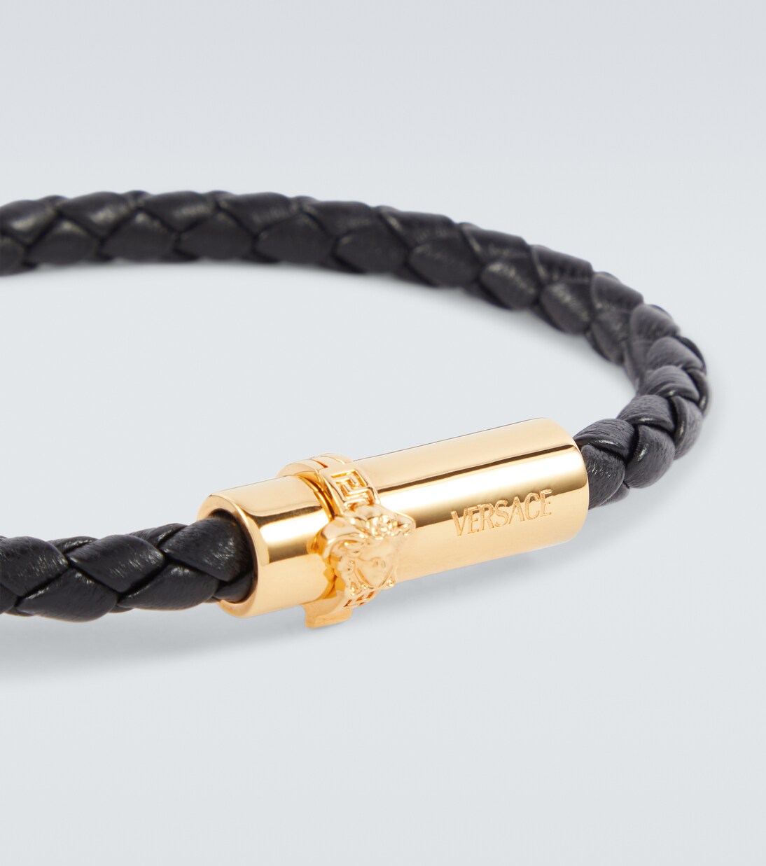 Medusa braided leather bracelet in brown Versace Mytheresa