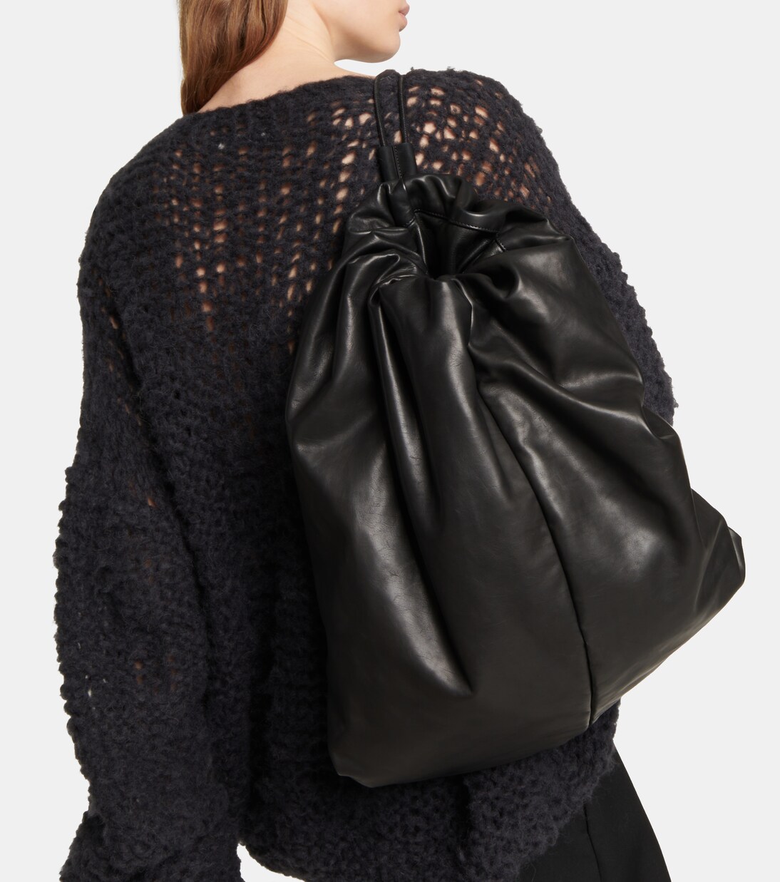 Puffy Medium leather backpack in black - The Row | Mytheresa