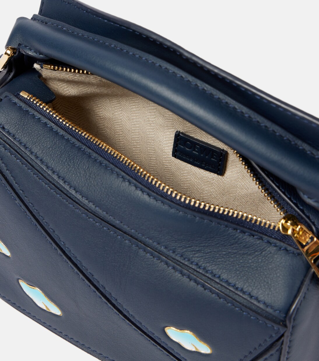 Puzzle Mini leather shoulder bag in blue - Loewe | Mytheresa