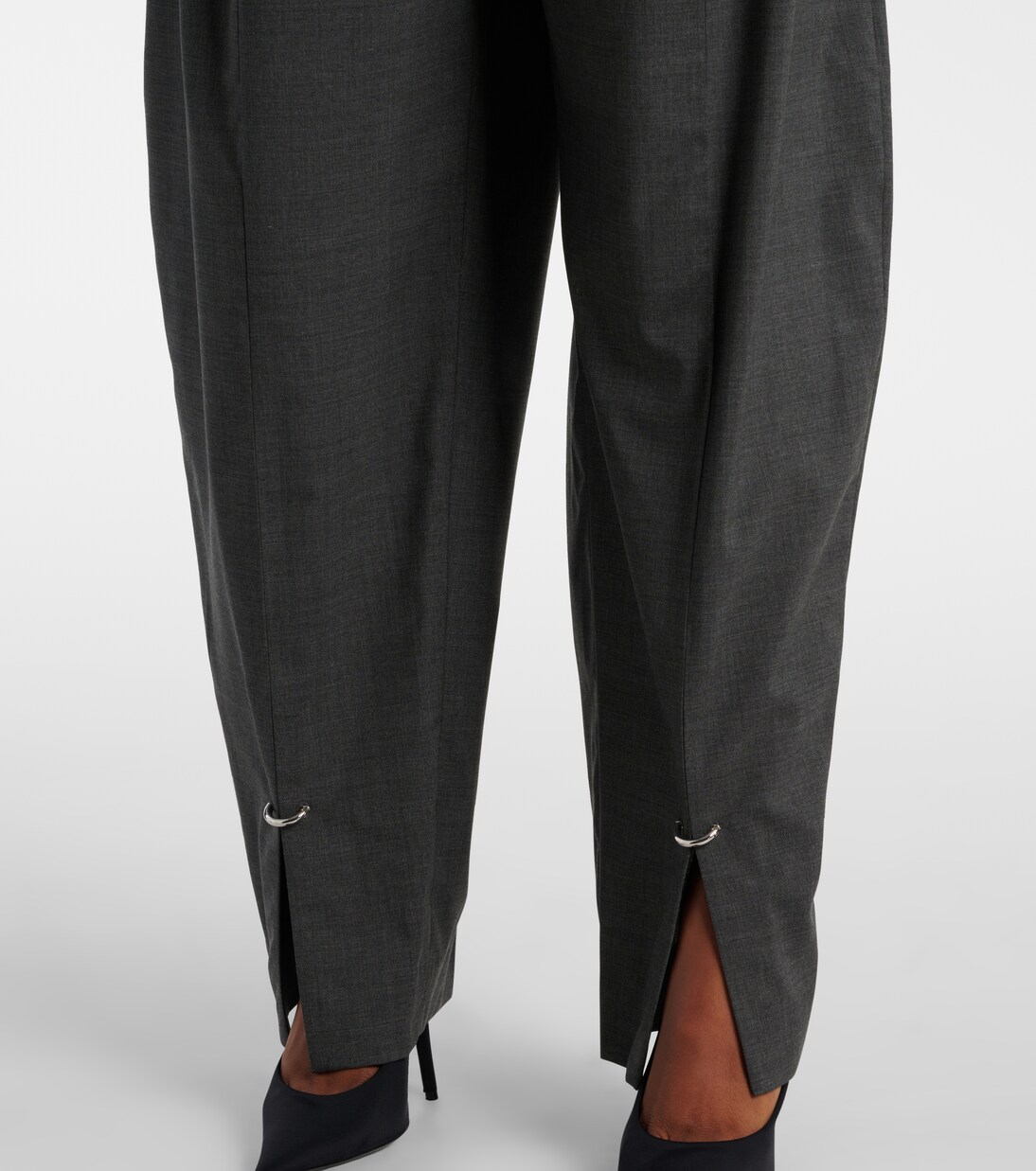Wool barrel-leg pants in grey - Mugler | Mytheresa