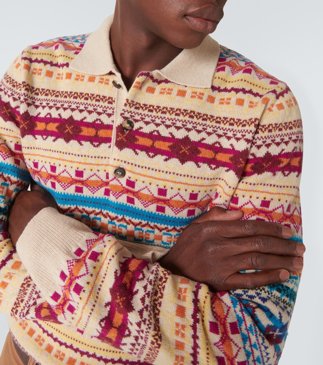 Wool jacquard polo sweater in multicoloured - Loewe | Mytheresa Wool jacquard polo sweater in multicoloured - Loewe | Mytheresa