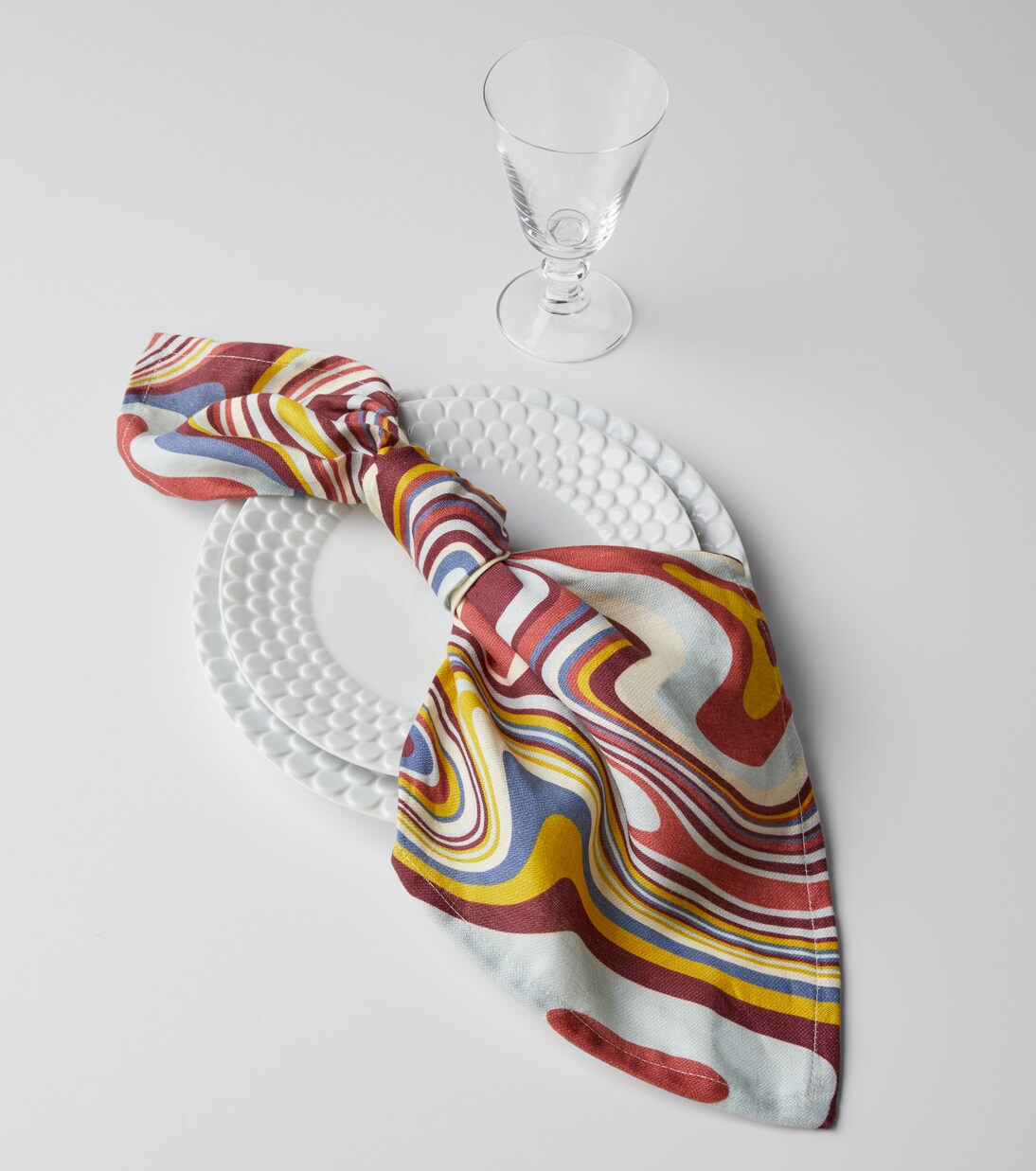 Set de 4 serviettes de table Linen Sateen Waves en rouge – L Objet ...