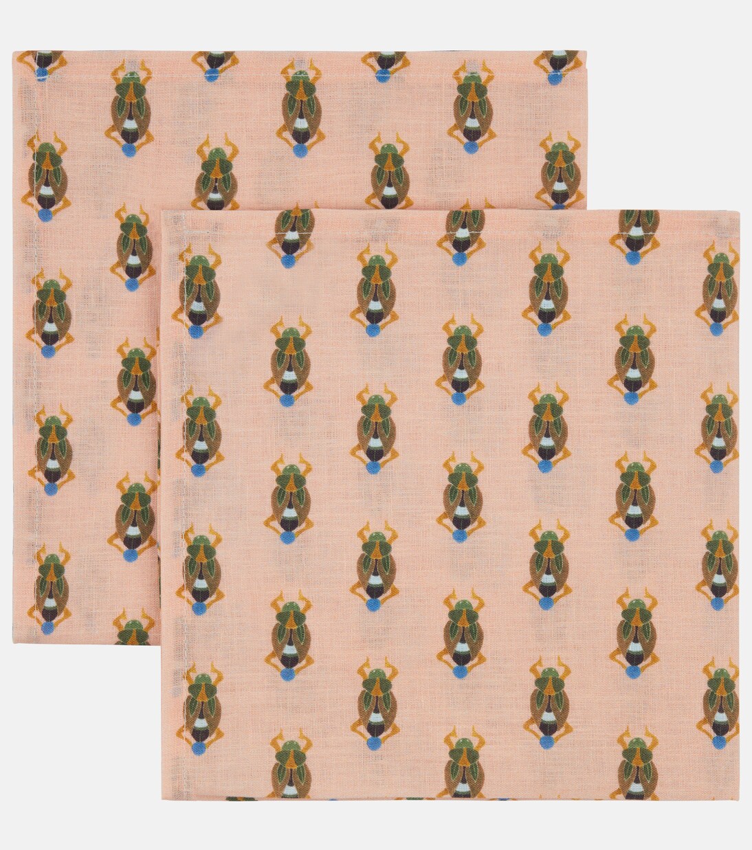 Pink Scarab Large set of 2 napkins in pink - La Double J | Mytheresa