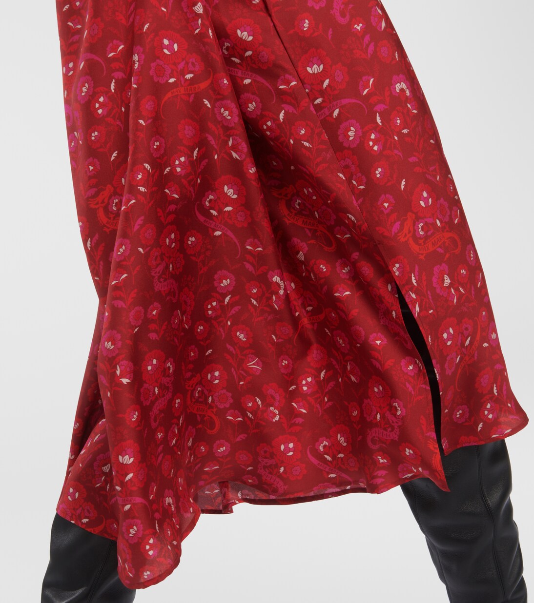 Goccia logo silk satin midi dress in red - Max Mara | Mytheresa