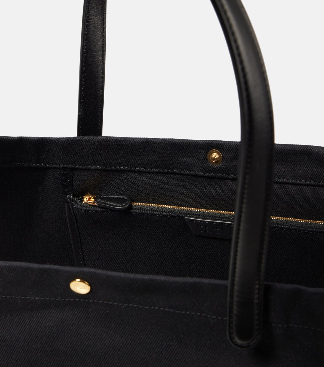 Idaho XL leather-trimmed twill tote bag in black - The Row | Mytheresa