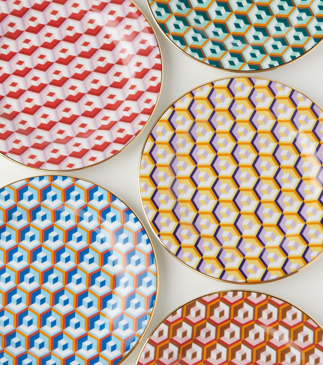 Cubi Mix set of 6 dessert plates in multicoloured - La Double J | Mytheresa