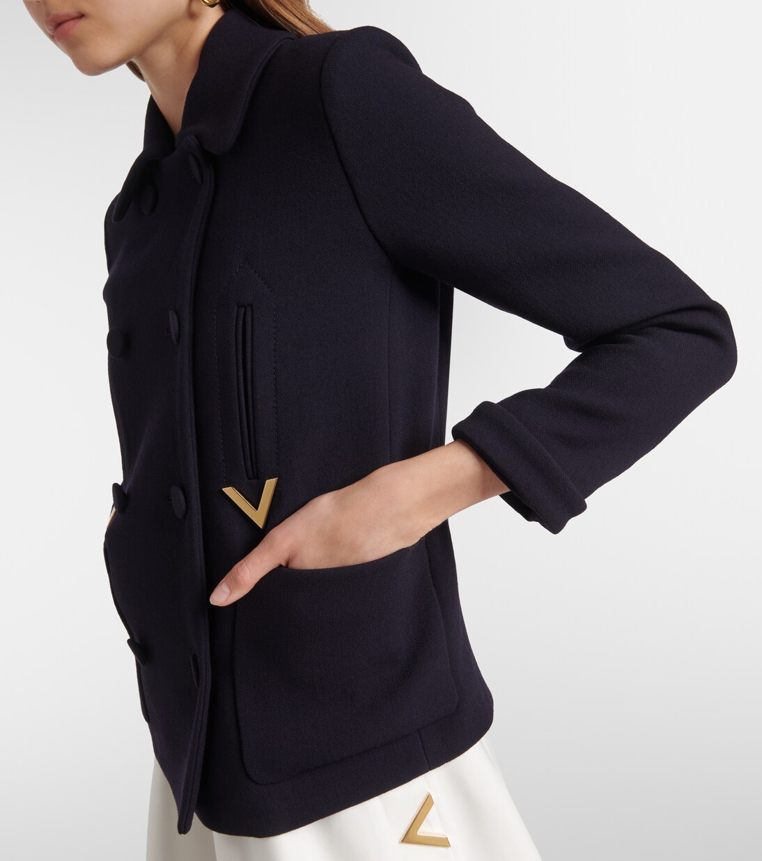 VGold wool-blend coat in blue - Valentino | Mytheresa