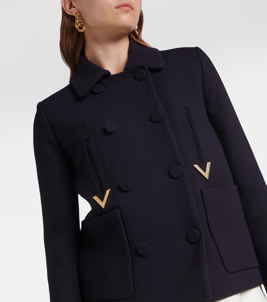 VGold wool-blend coat in blue - Valentino | Mytheresa
