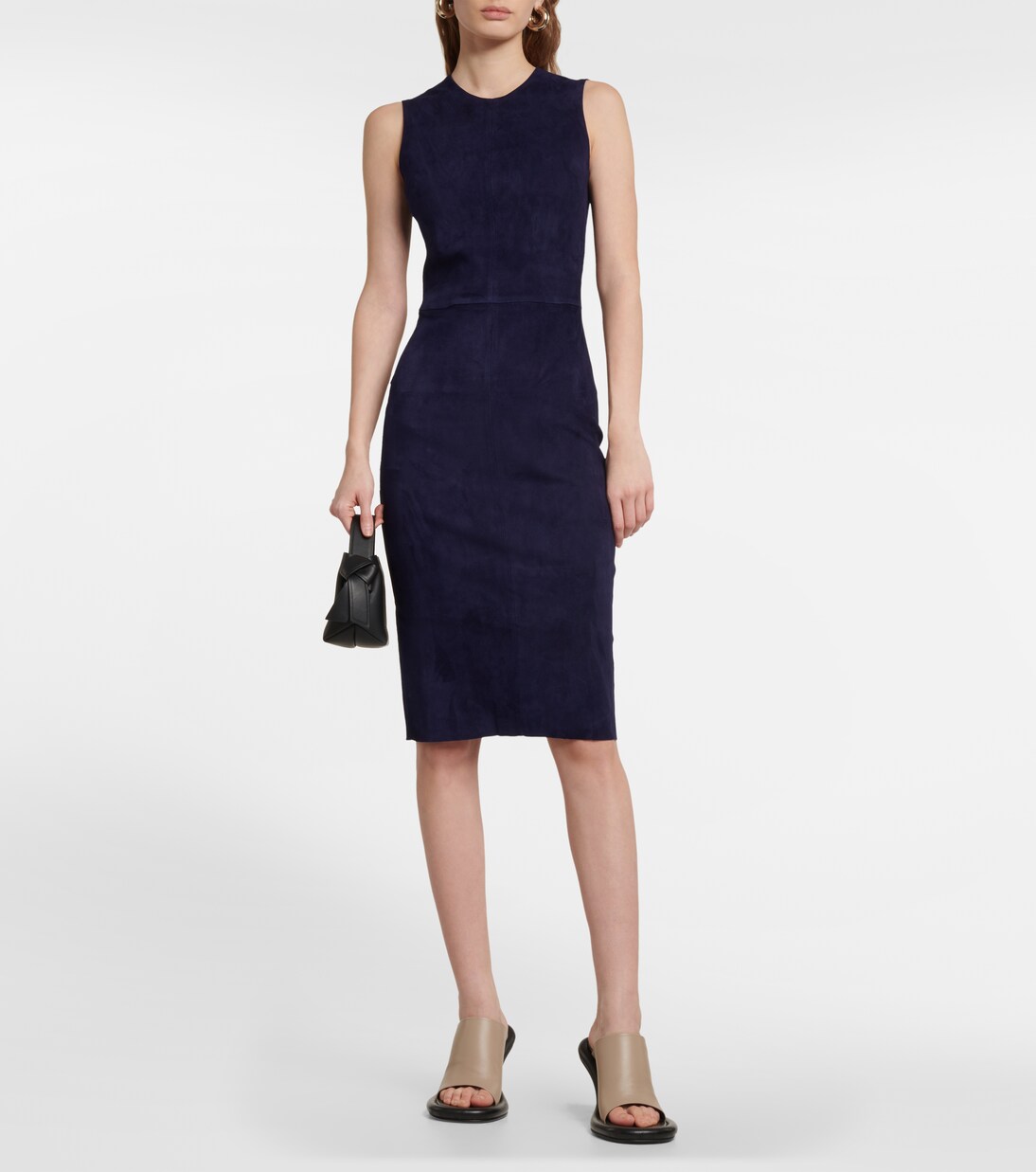 Leather midi dress in blue - Stouls | Mytheresa