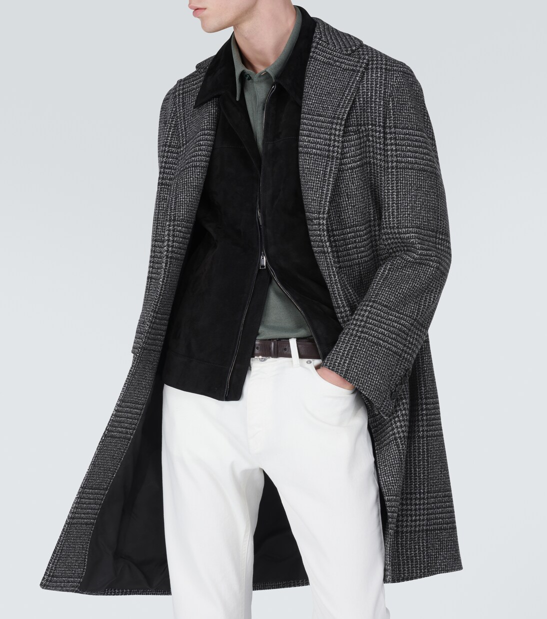 Houndstooth wool overcoat in grey - Brioni | Mytheresa