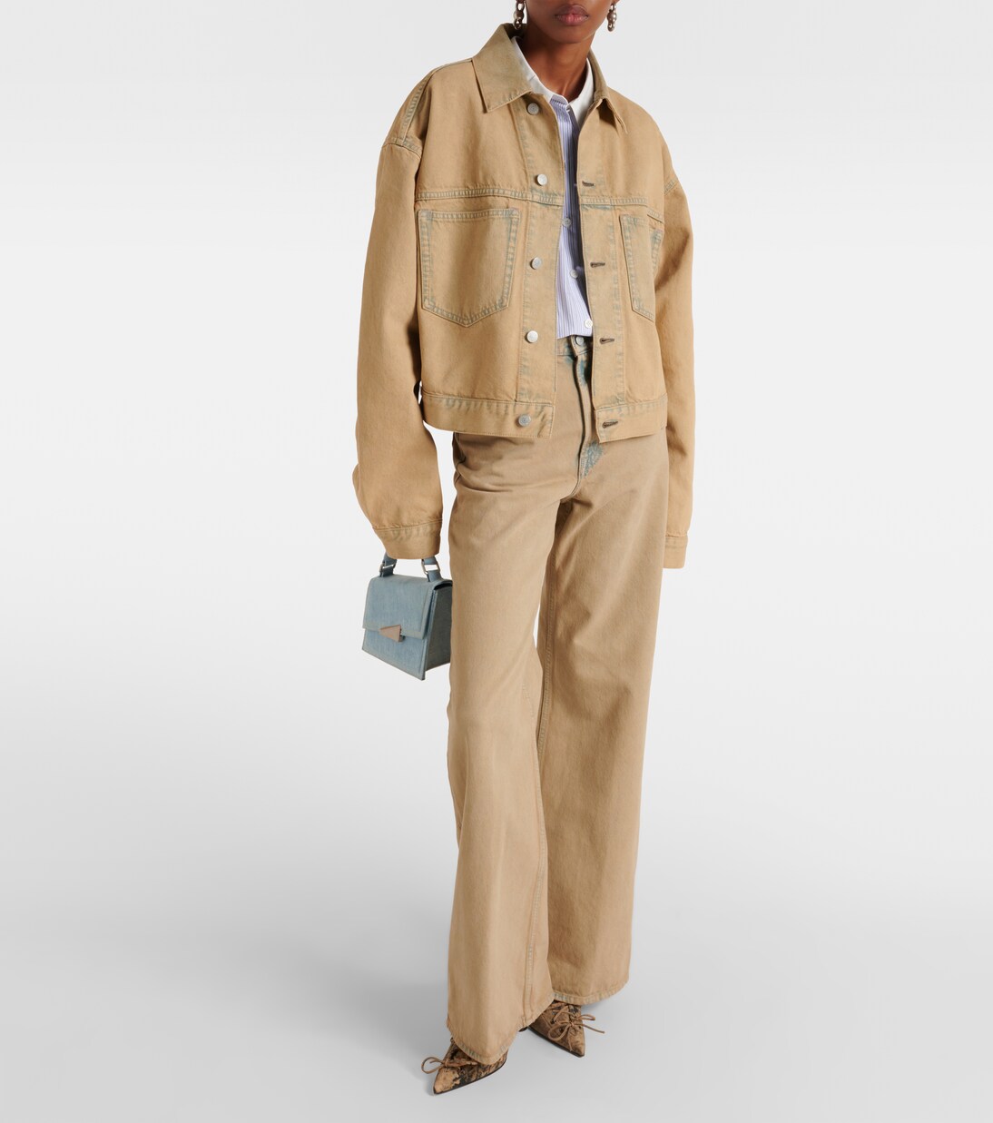 Marko cropped denim jacket in beige - Acne Studios | Mytheresa