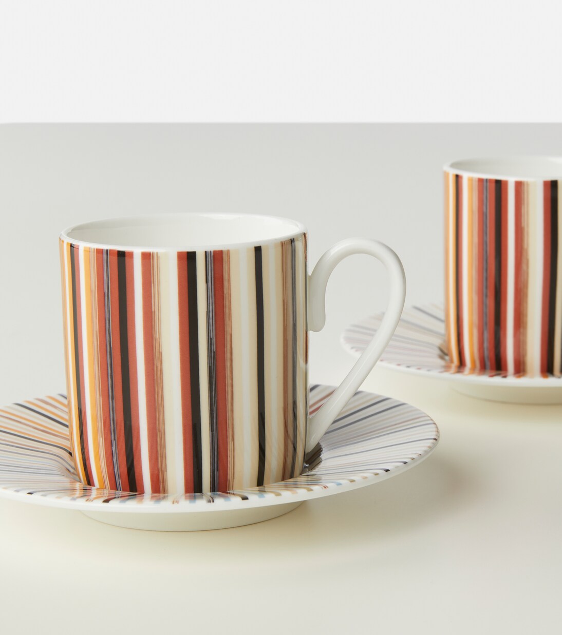 Stripes Jenkins set of 2 espresso cups and saucers in multicoloured ...
