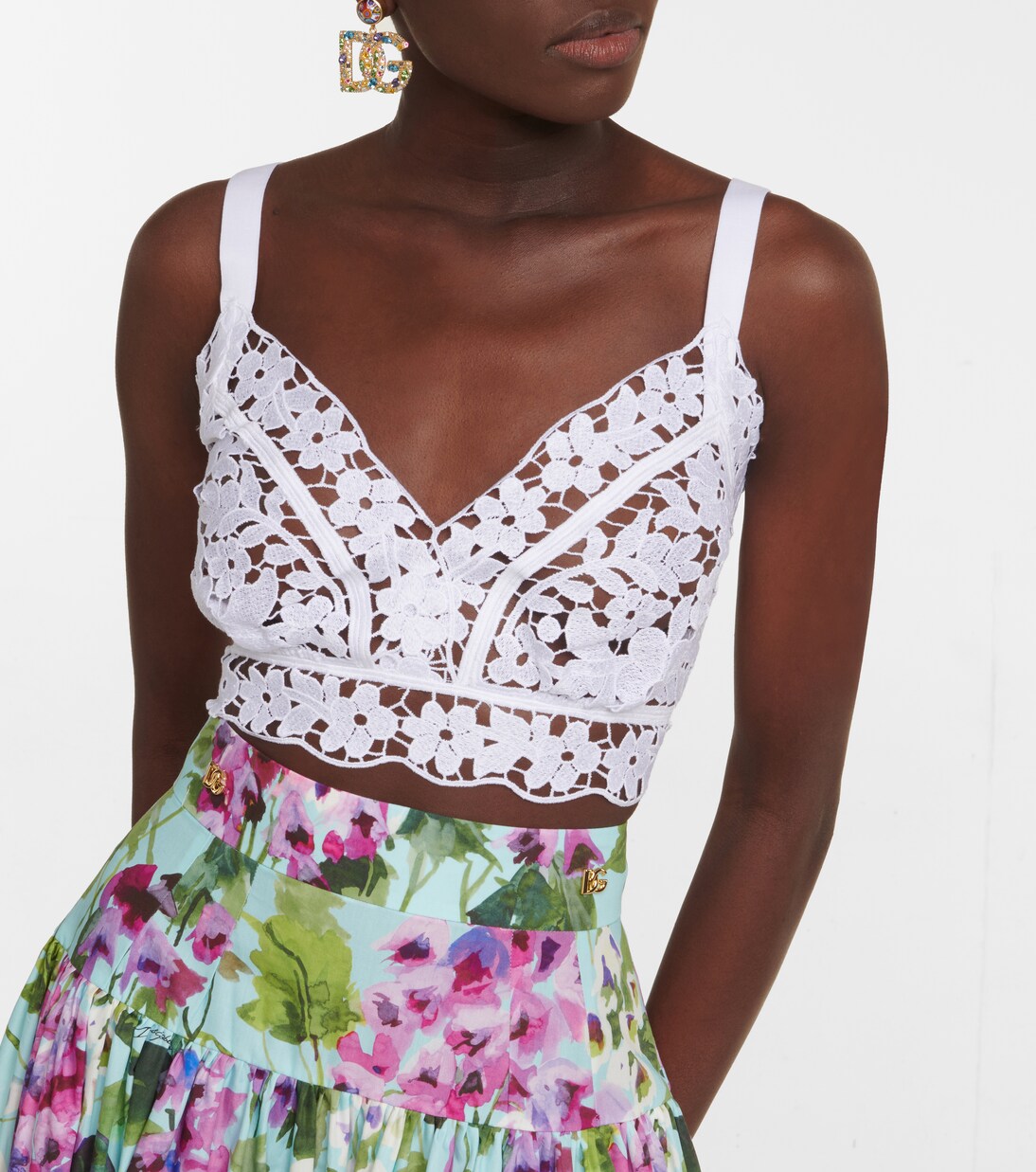 Linen-blend lace bralette in white - Dolce Gabbana | Mytheresa