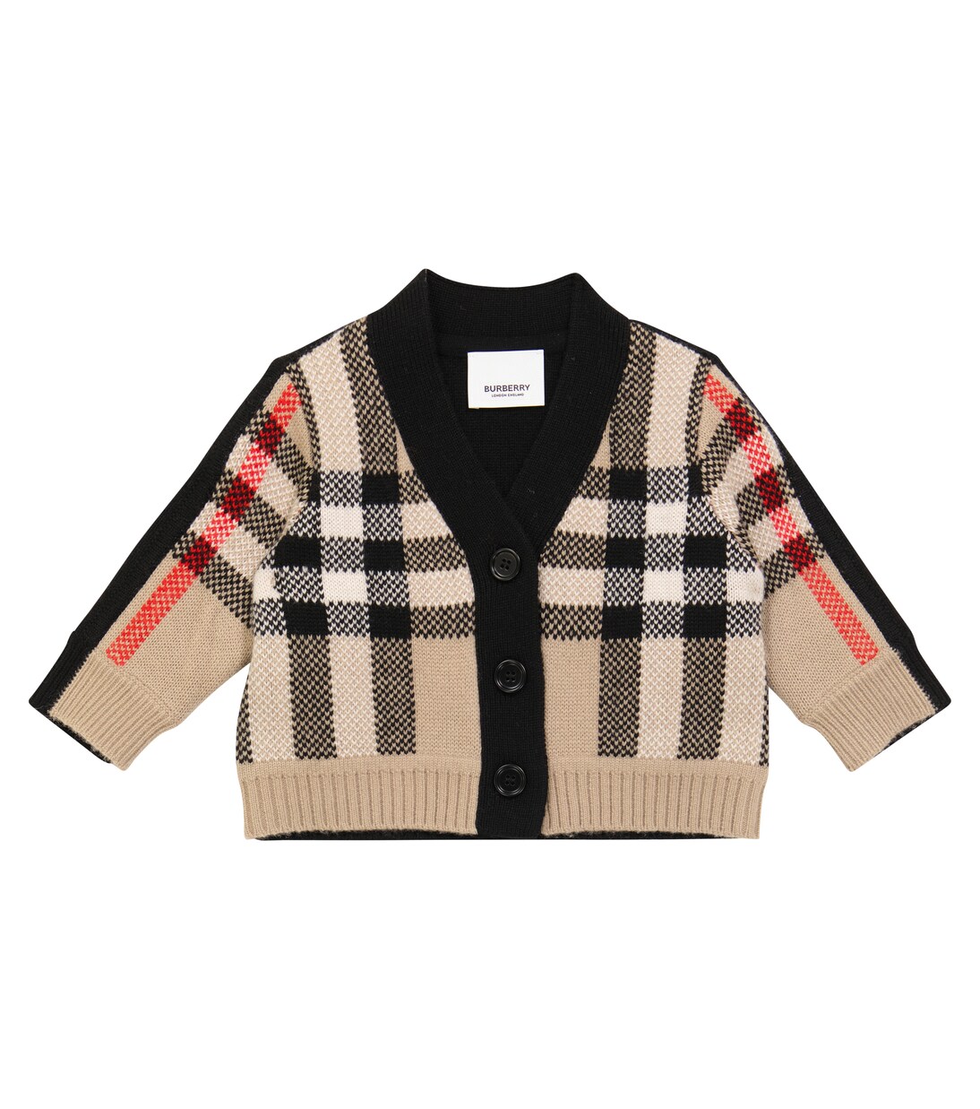 Baby checked wool and cashmere cardigan in beige Burberry Kids Mytheresa