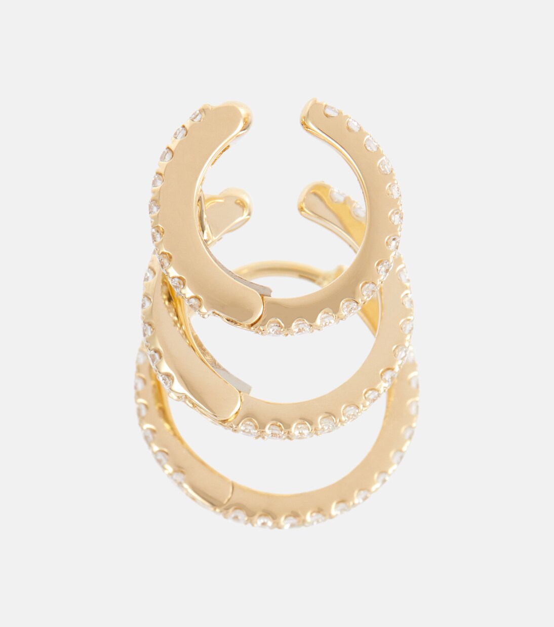 Linked Pave Eternity 18kt gold stacked ear cuff with diamonds in gold ...