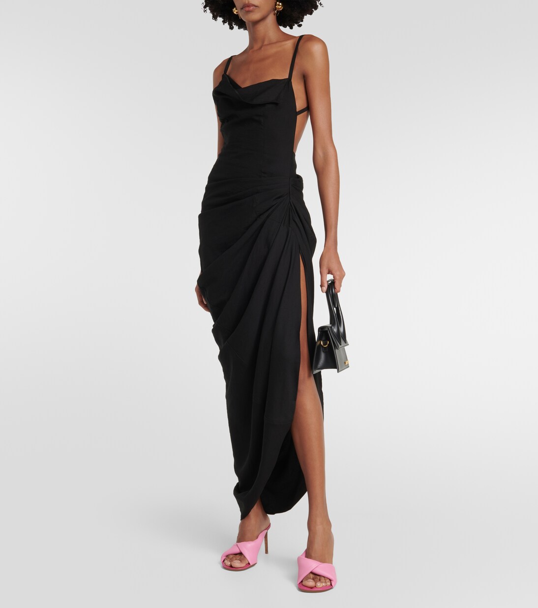La Robe Saudade draped maxi dress in black - Jacquemus | Mytheresa
