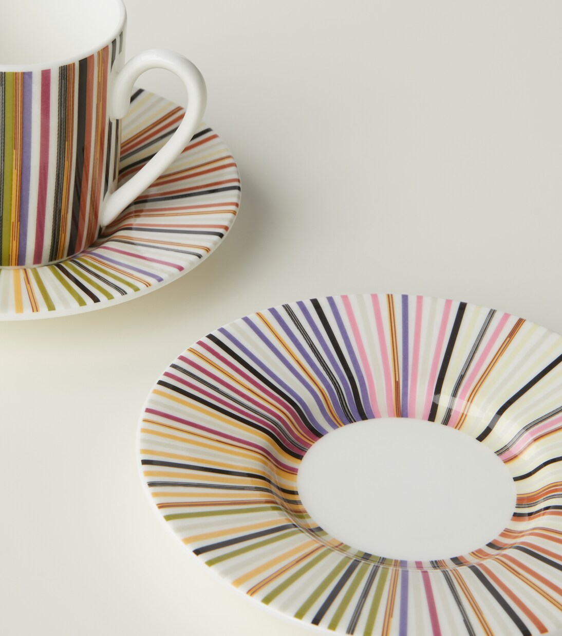 Stripes Jenkins set of 2 espresso cups and saucers in multicoloured ...