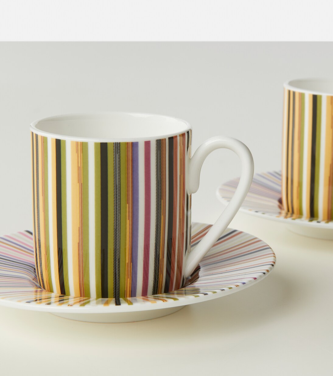 Stripes Jenkins set of 2 espresso cups and saucers in multicoloured ...