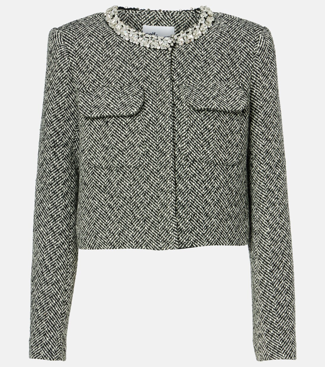 Herringbone embellished jacket in black - Self Portrait | Mytheresa