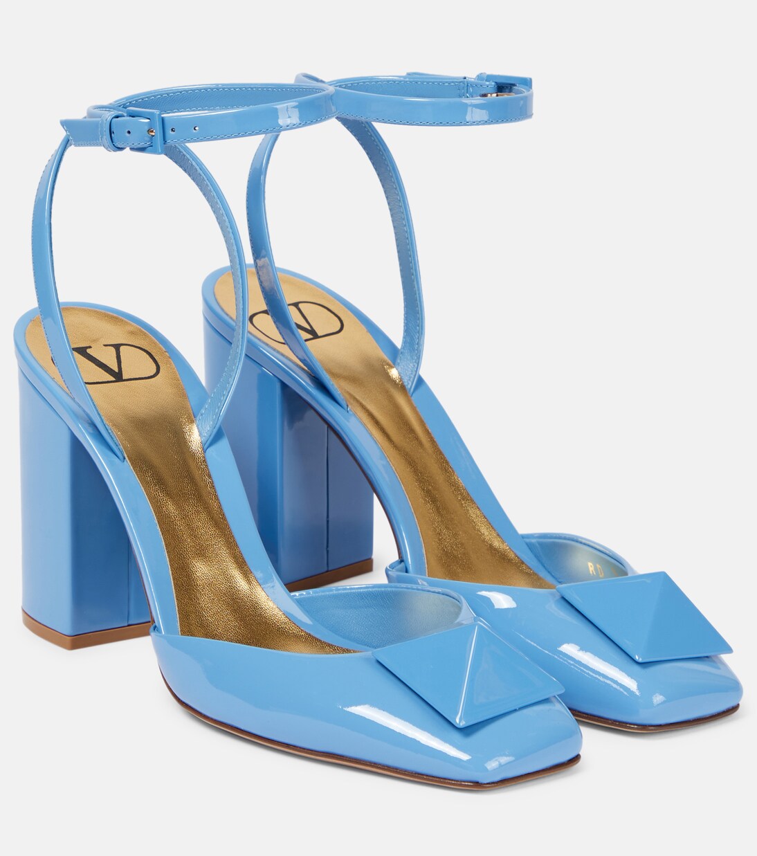 One Stud patent leather sandals in blue - Valentino Garavani | Mytheresa