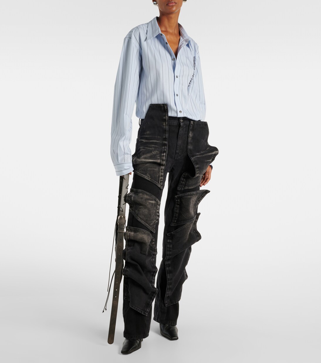 Paneled straight jeans in black - Y Project | Mytheresa