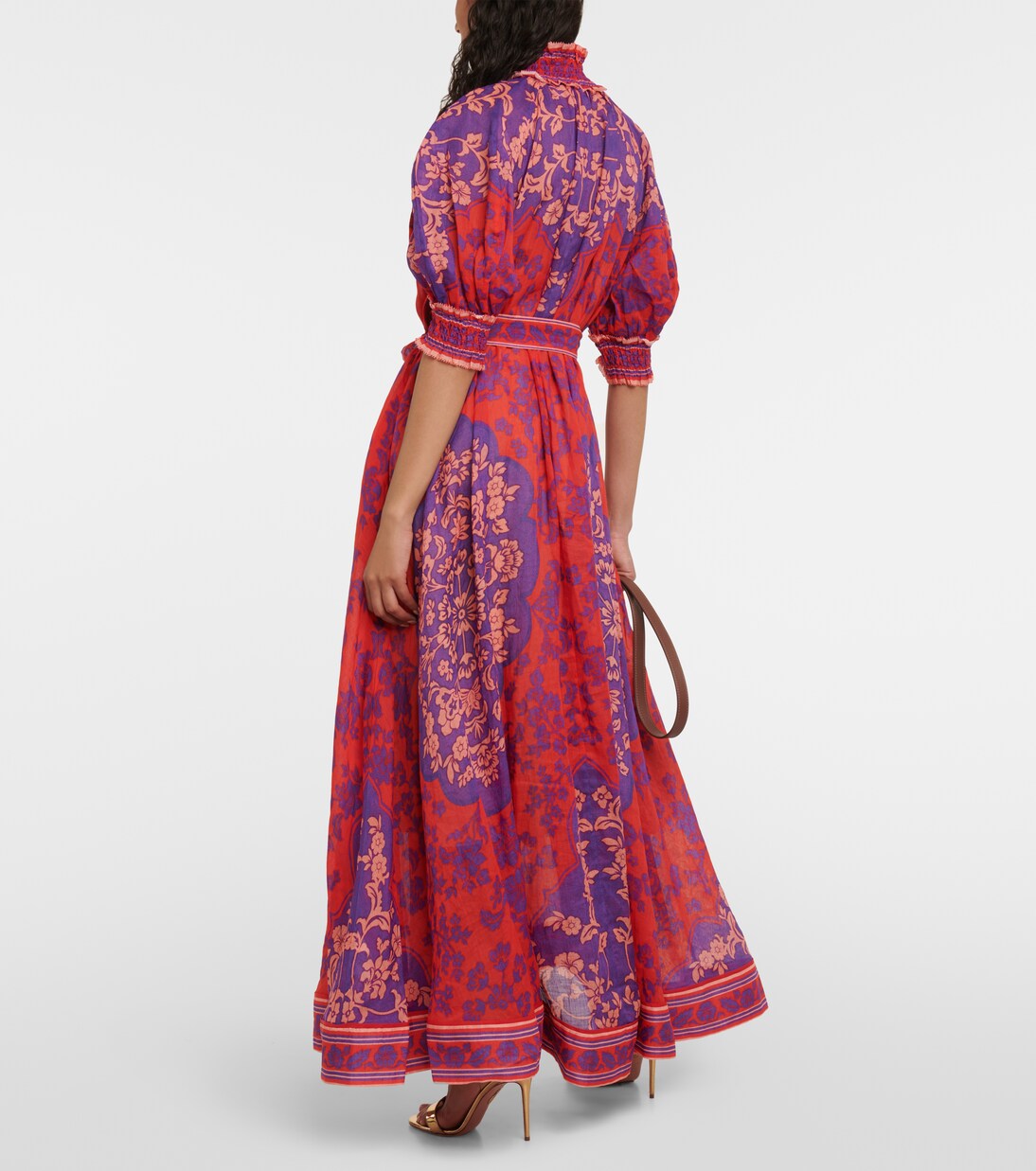 Robe longue en ramie à fleurs en rouge – Zimmermann | Mytheresa