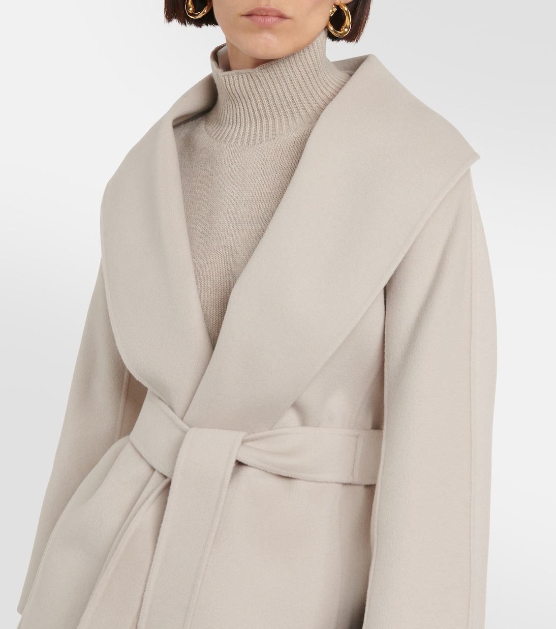Messi belted virgin wool coat in white - S Max Mara | Mytheresa