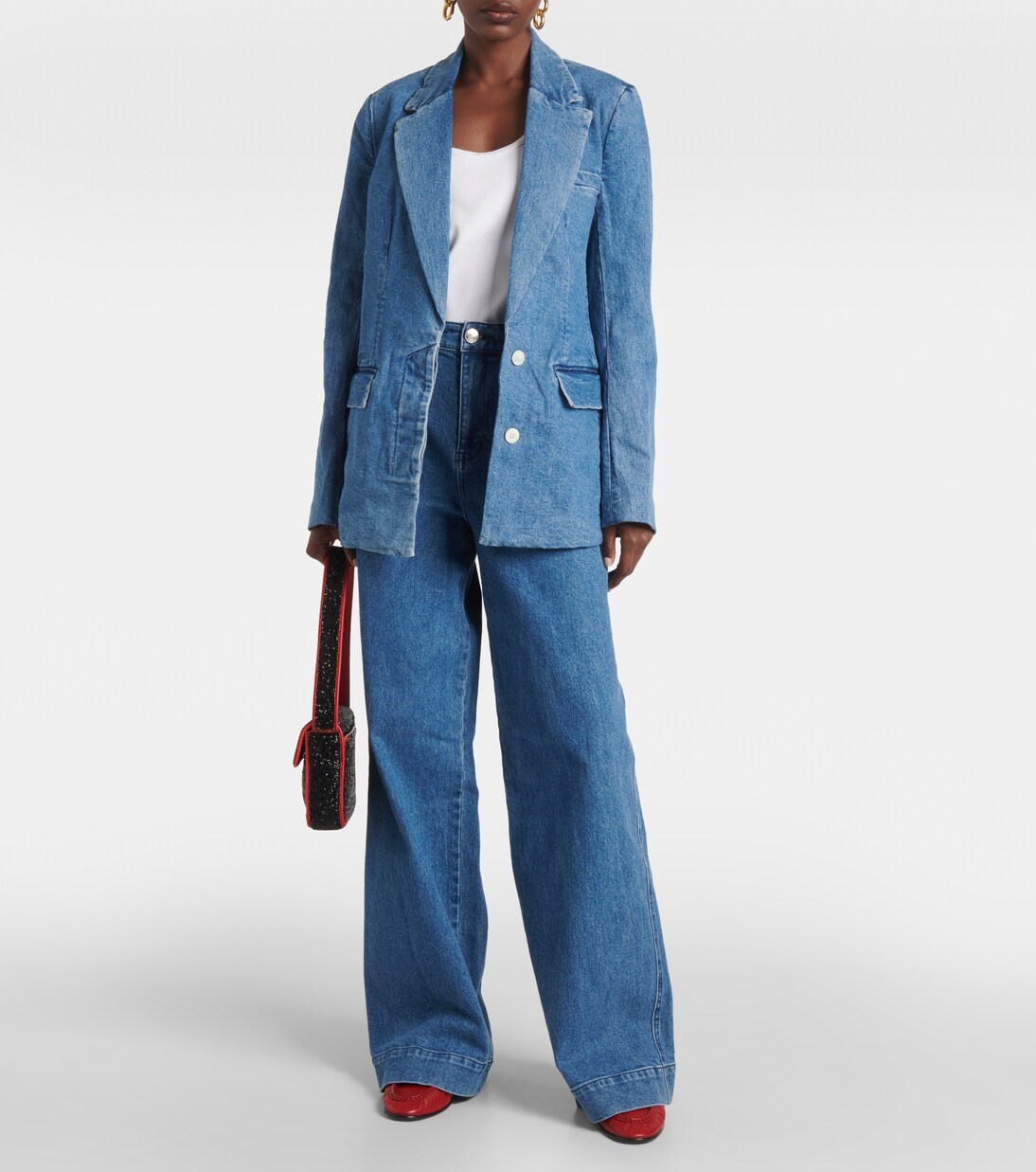 Maxwell denim blazer in blue - Staud | Mytheresa