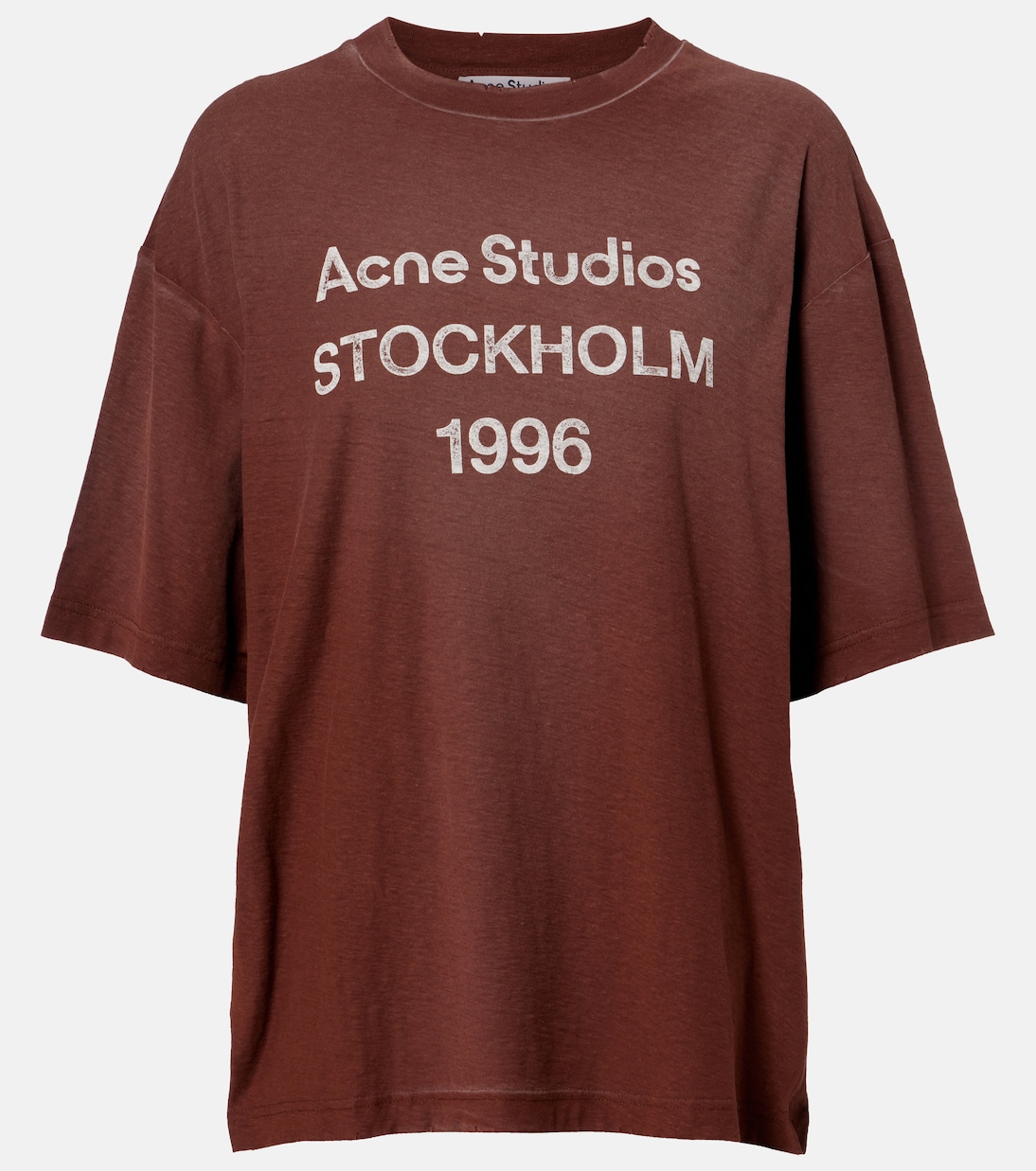 Logo cotton and hemp jersey T-shirt in brown - Acne Studios | Mytheresa