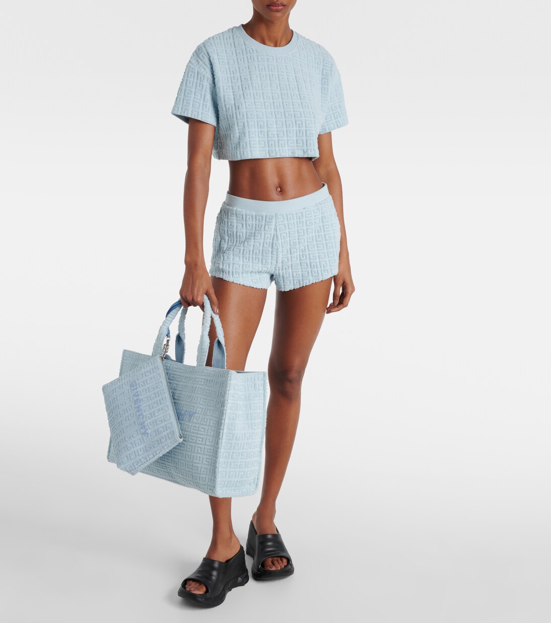 Plage 4G cotton-blend terry crop top in blue - Givenchy | Mytheresa