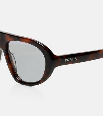 Logo Aviator Sunglasses In Brown Prada Mytheresa