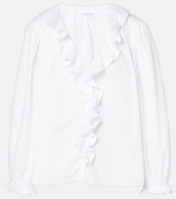 Cinthia ruffled cotton poplin blouse in white - Velvet | Mytheresa